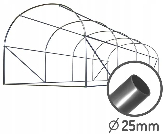 MM Handel  Zahradní skleník 2,5 x 4 m (10 m2) bílý set