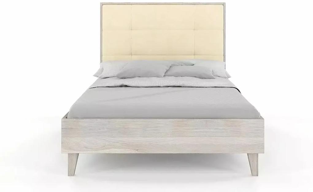 Dubová postel s čalouněným čelem Frida - bělený olej   Dub sonoma 140x200 cm