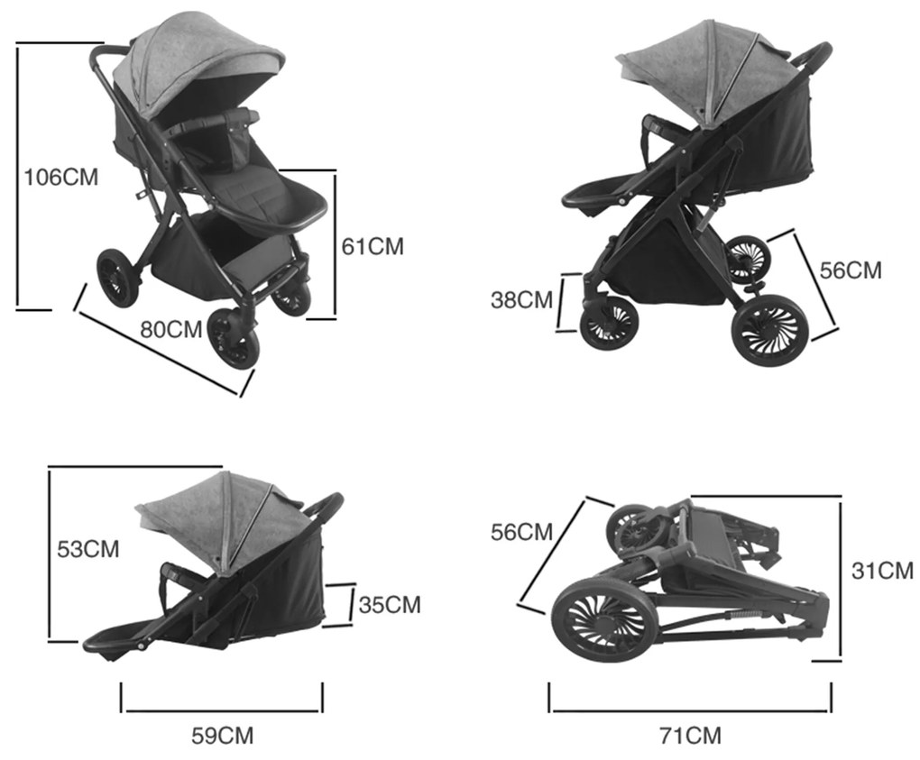 Aga Sportovní kočárek Černo/Modrý