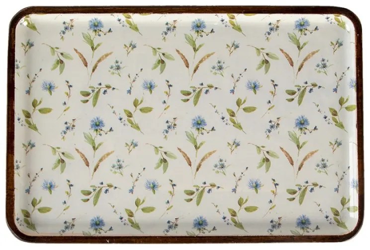 Hnědý dřevěný dekorativní tác s malbou Suze – 30x20x2 cm