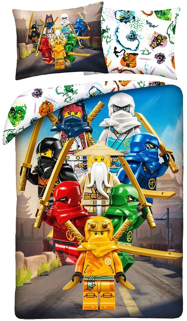 Bavlněné ložní povlečení LEGO Ninjago - 100% bavlna - 70 x 90 cm + 140 x 200 cm