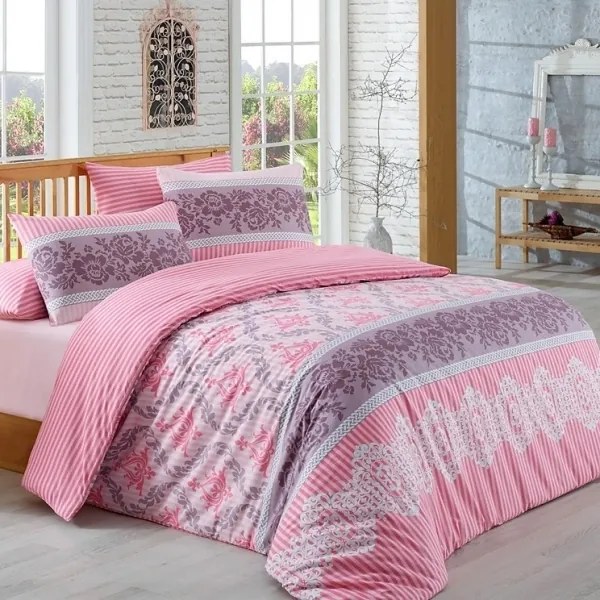 BedTex povlečení bavlna Irene Růžové 140x200+70x90 + 50x70 cm