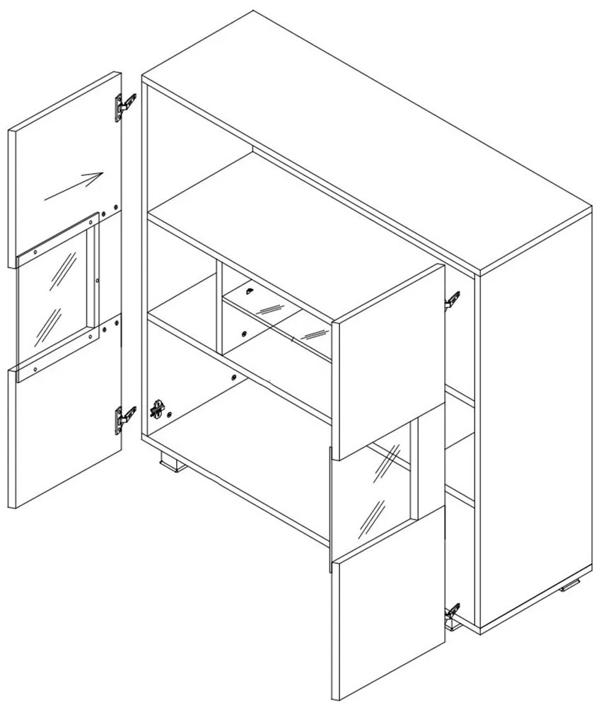 Obývací stěna CALABRINI c | 300 cm | 5 dílů R | černá lesk
