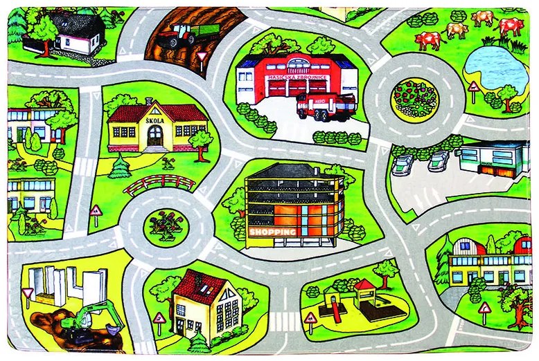 BO-MA, Protiskluzový kusový koberec Silnice, 140x200, vícebarevná, dětský pokoj