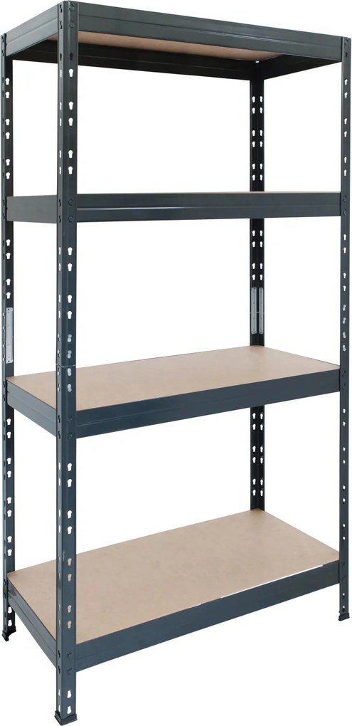 AR Shelving Kovový regál RIVET antracitový, 4 police, 175 kg, 180 x 90 x 45 cm