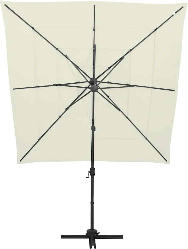 4stupňový zahradní slunečník hliníková tyč pískový 250 x 250 cm 313820