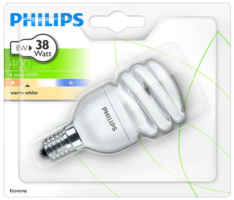 Úsporná žárovka Philips Economy Twister E14/8W/240V