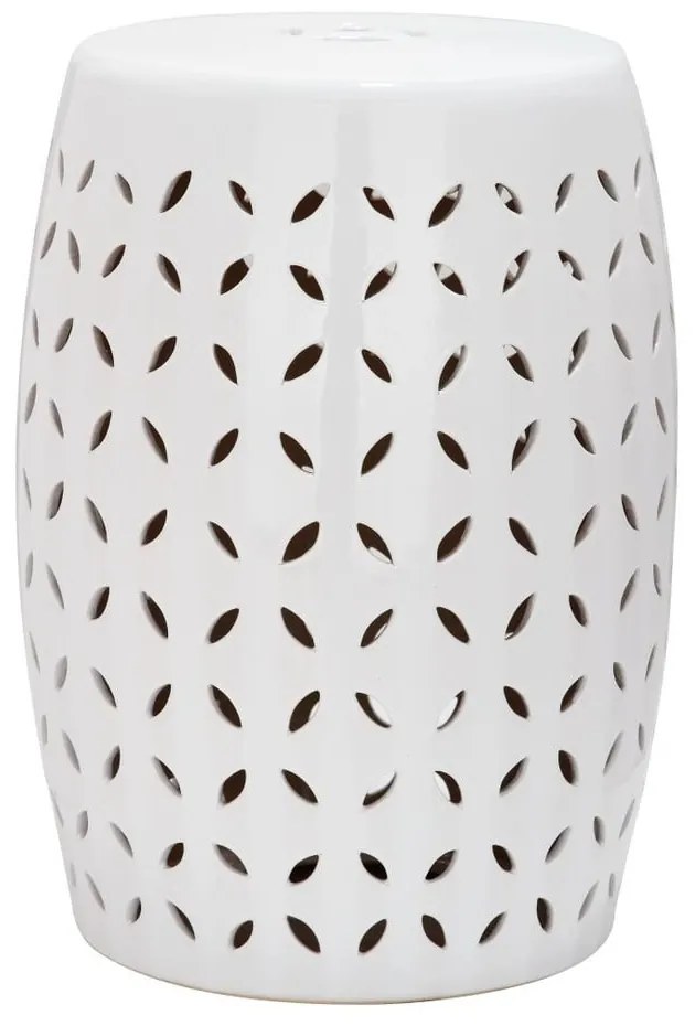 Bílý keramický stolek vhodný do exteriéru Safavieh Lattice Petal, ø 33 cm