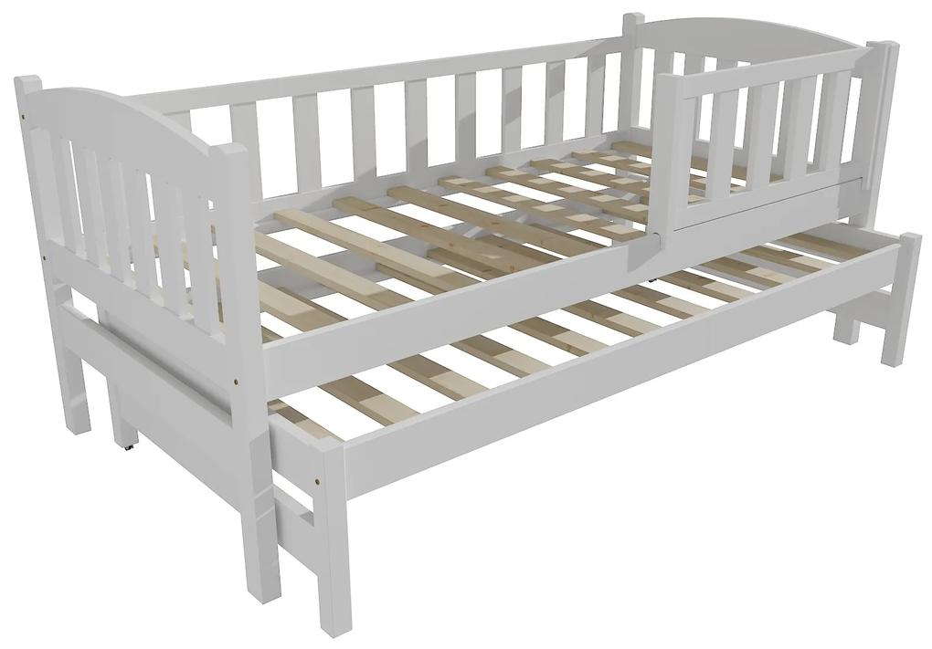 Vomaks Dětská postel s výsuvnou přistýlkou DPV 013 se zábranou Rozměr: 80 x 180 cm, Barva: surové dřevo