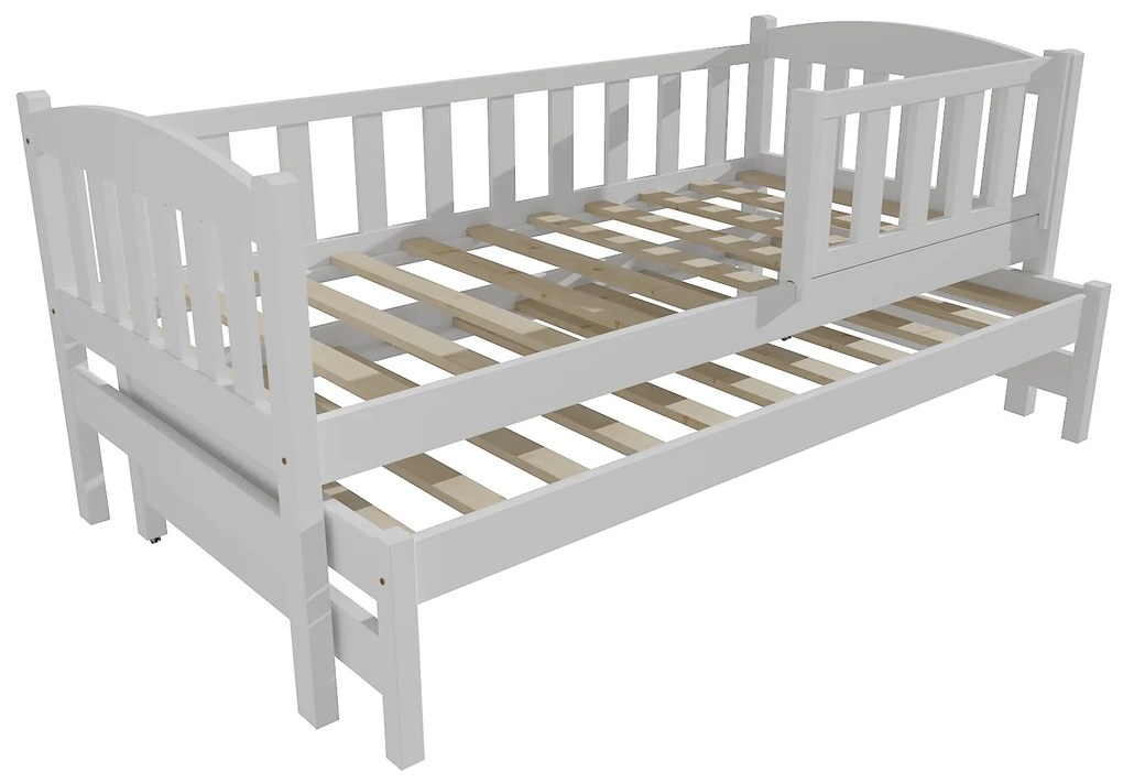 Vomaks Dětská postel s výsuvnou přistýlkou DPV 013 se zábranou Rozměr: 90 x 180 cm, Barva: barva šedá