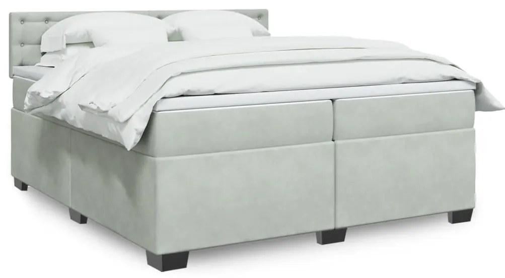 Box spring postel s matrací světle šedá 200x200 cm samet 3286414