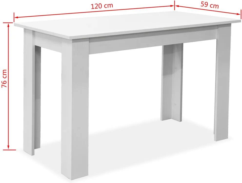 Jídelní stůl a lavice 3 ks - bílá | dřevotříska