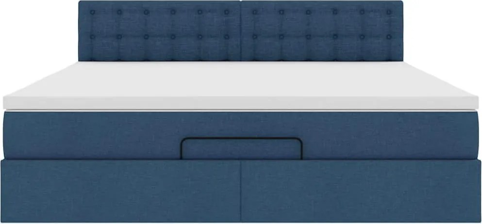 Osmanský rám postele s matrací modrá 160x200cm textil 3311642