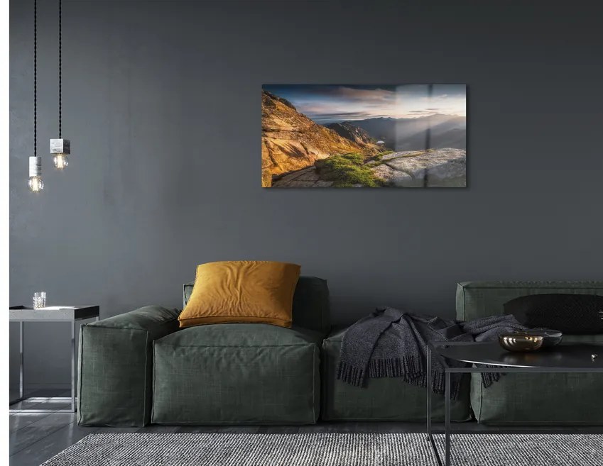 Obraz na skle Mountain Sunrise 125x50 cm