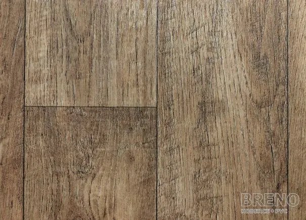 Breno PVC TRENTO Stock Oak 666M – tmavě hnědé dřevo, šíře 200 cm
