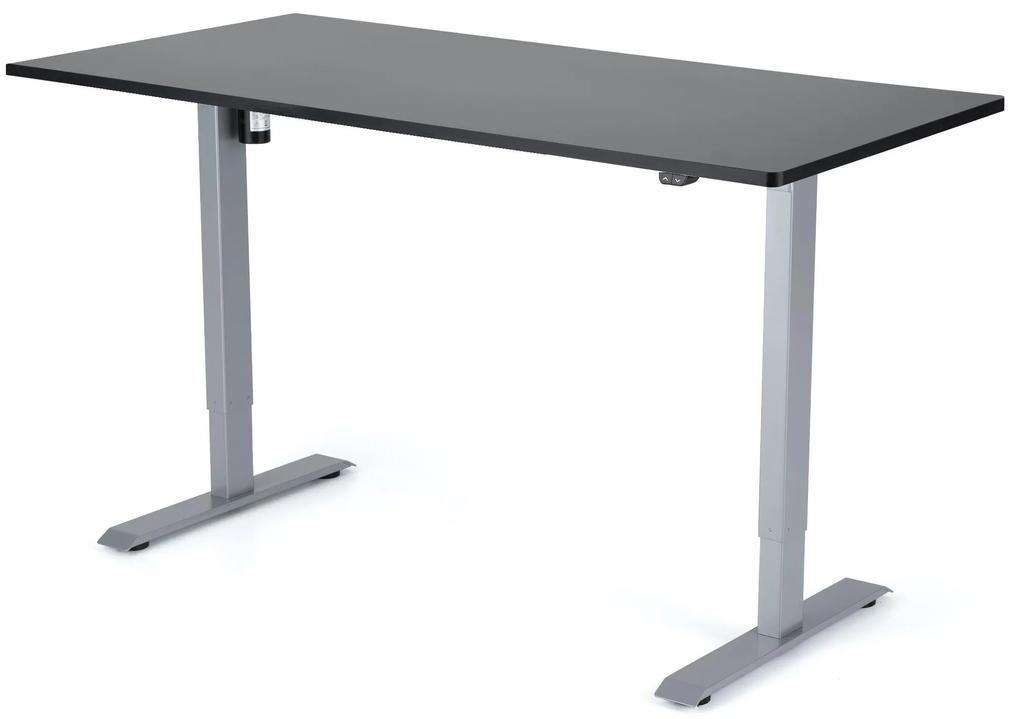 Výškově nastavitelný stůl Liftor 2segmentové nohy šedé,   deska 1600 x 800 x 25 mm černá