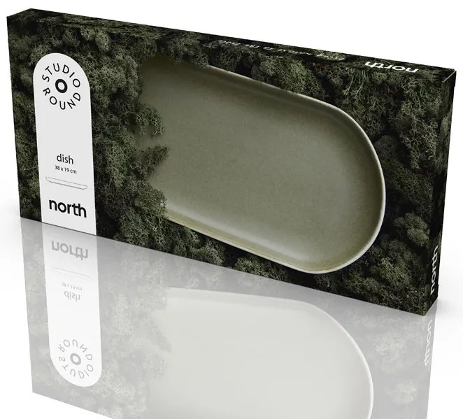 Studio Round Kameninový servírovací tác North 38 x 19 cm White/Matte Moss