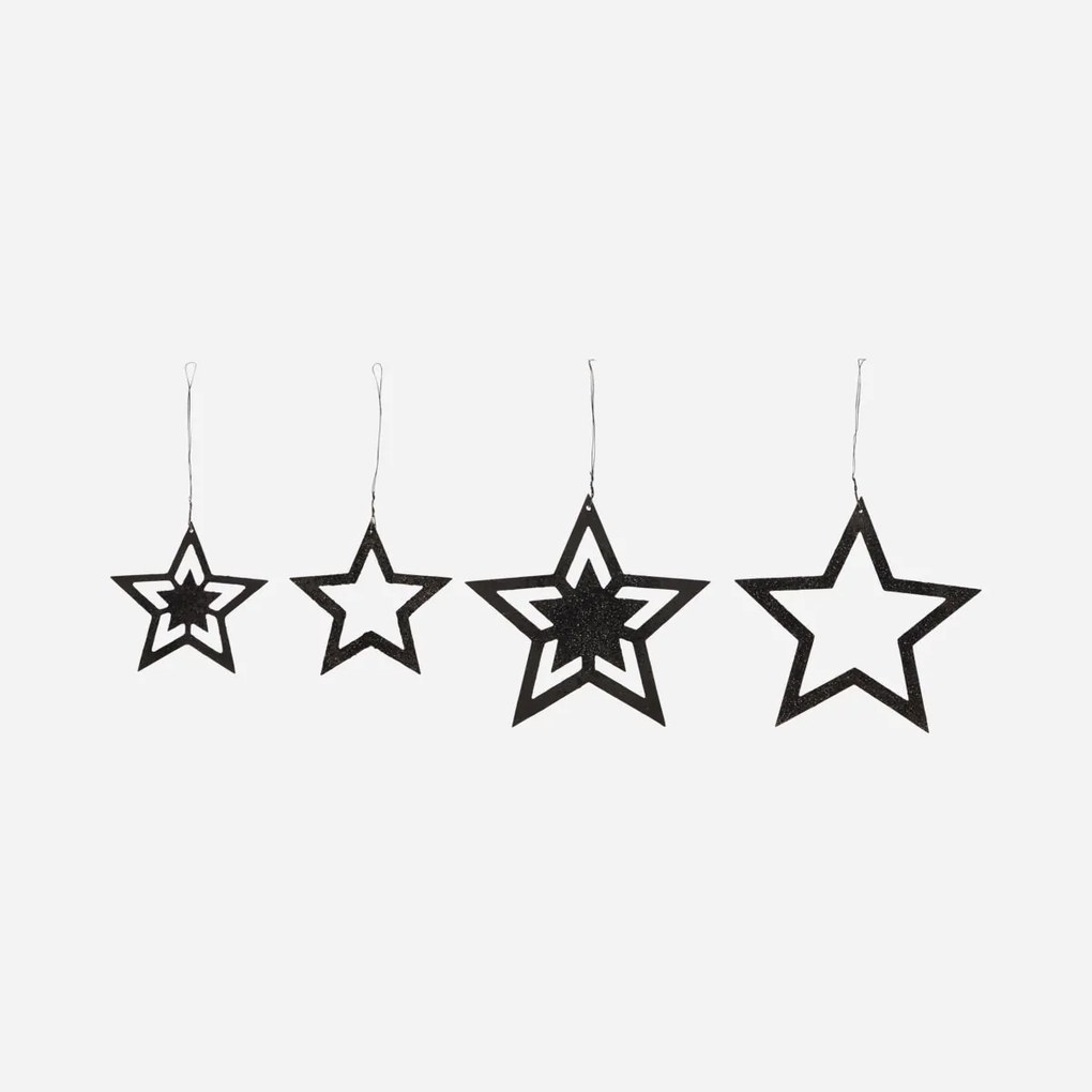 Vánoční ozdoby Stars Black - set 4 ks House Doctor