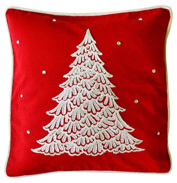 Povlak na polštářek Vánoční strom červená 40x40 cm | BIANO