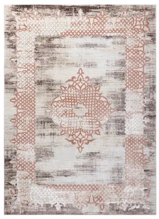 koberec CORE W9797 Rám, růžice strukturální dvě úrovně rouna, béžov velikost 120x170 cm | krásné koberce cz