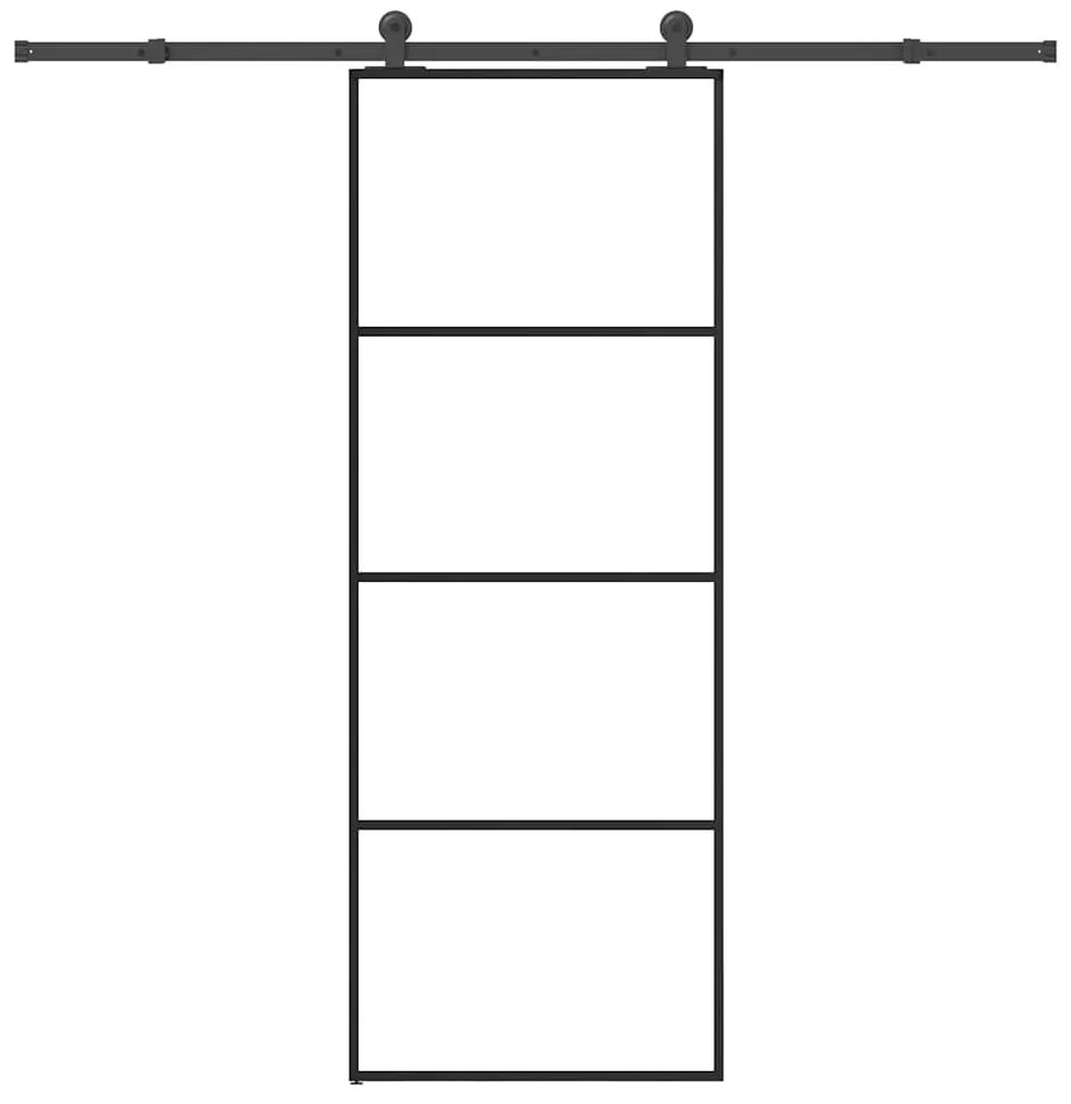 Posuvné dveře s kováním 76x205 cm ESG sklo a hliník 3332863