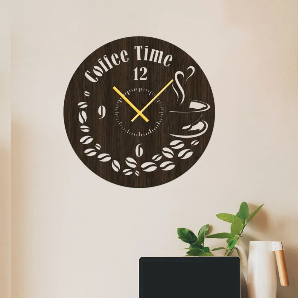 dřevo života Nástěnné hodiny COFFEE TIME Zvolte barvu dekoru: Dub Sonoma, Zvolte velikost hodin (cm): 50x50