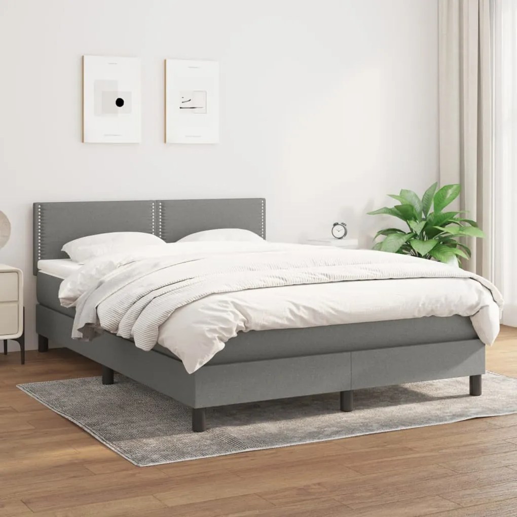 Box spring postel s matrací tmavě šedý 140 x 190 cm textil,  3139970