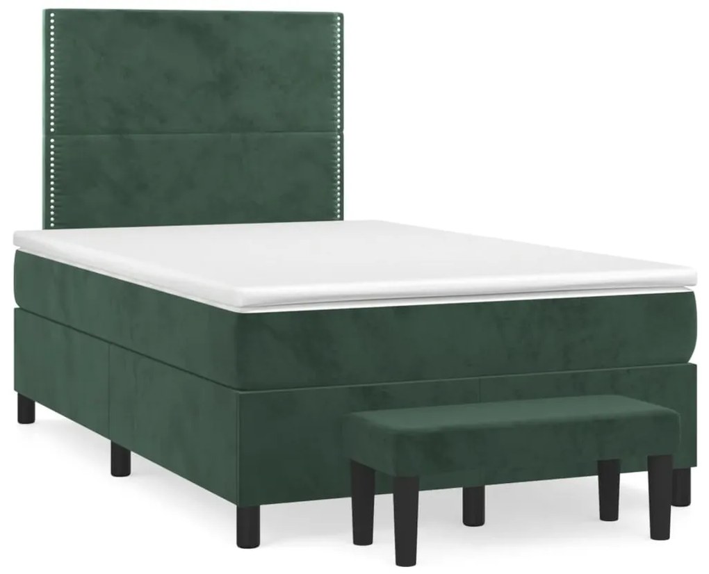 Box spring postel s matrací tmavě zelená 120x190 cm samet 3270466