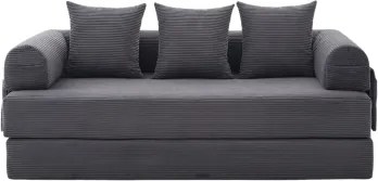 Aosom Skládací kompresní pohovka s pevným kovovým rámem, boční kapsy plus 3 polštáře, 200D x 94Š x 67V cm, tmavě šedá
