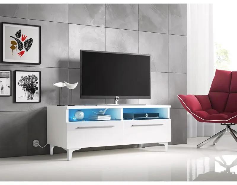 TV stolek Cleo VI-W, Barva: bílá / bílý lesk
