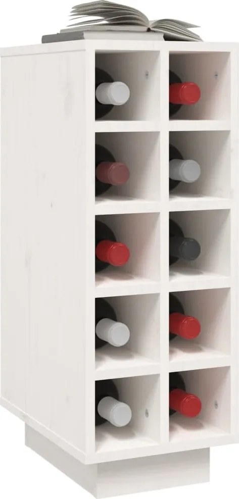 vidaXL Skříňka na víno 23 x 34 x 61 cm masivní borovice [820972] Barva: Bílá