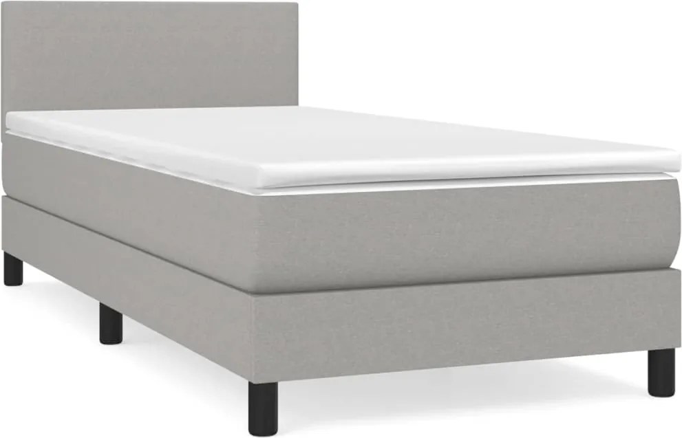 Box spring postel s matrací světle šedá 90x190 cm textil 3139857