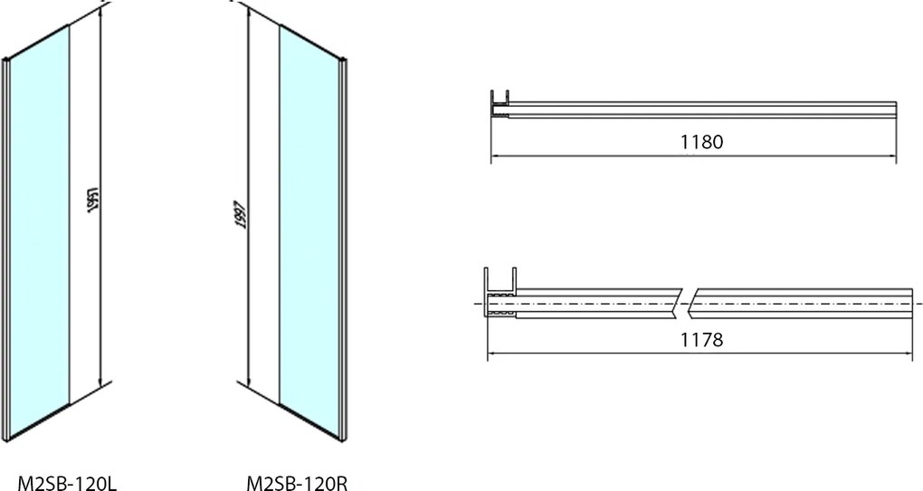 Polysan Polysan, MODULAR SHOWER přídavný panel pro instalaci na stěnu modulu 2, 1200 mm, pravý, MS2B-120R