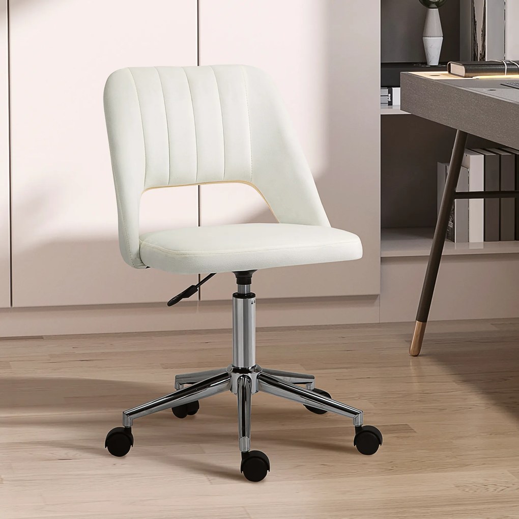 Otočná židle Vinsetto béžová, výškově nastavitelná kancelářská židle do obývacího pokoje a ke stolu, kompaktní, ergonomická a moderní