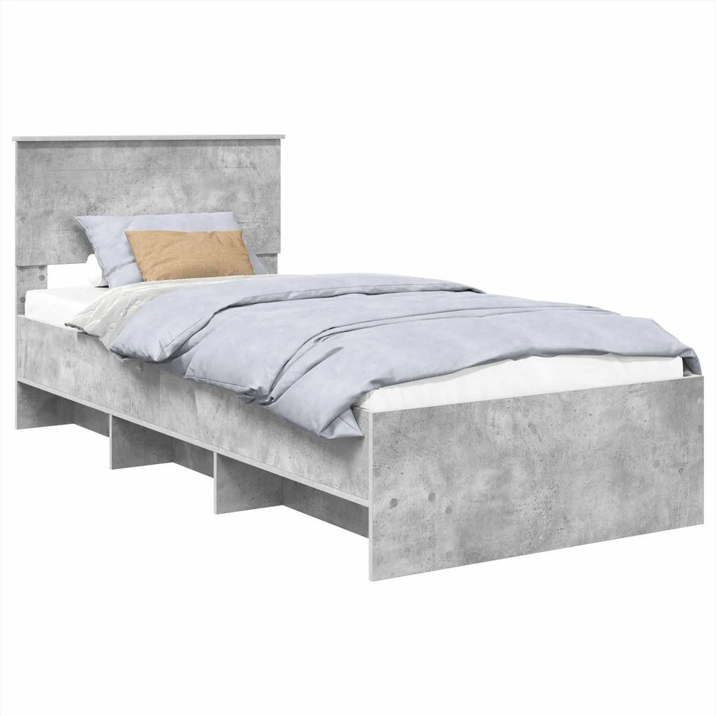 Rám postele s čelo Betonově šedá 120 x 123 cm Kompozitní dřevo 3408882