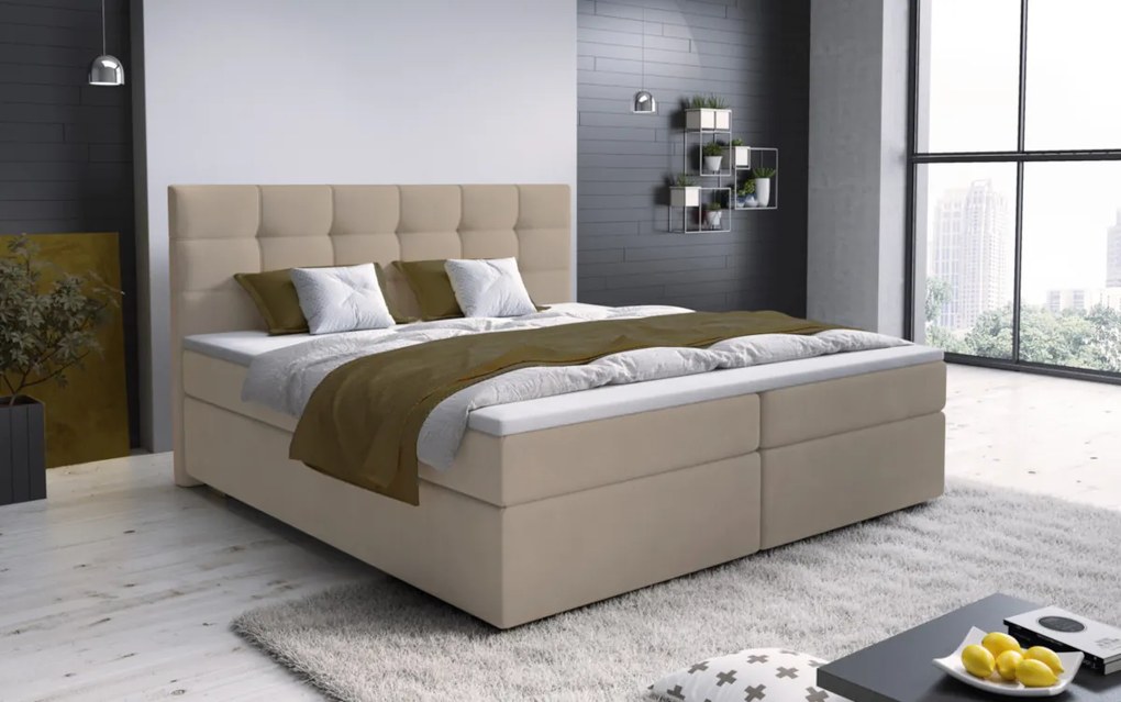 Expedo Čalouněná postel boxspring GLOSE, 140x200, cosmic 10 + topper