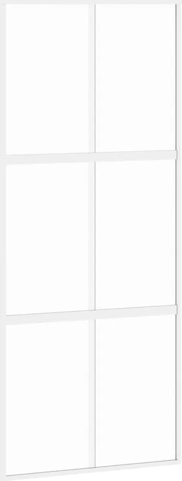 Posuvné dveře bílé 90 x 205 cm tvrzené sklo a hliník 155217