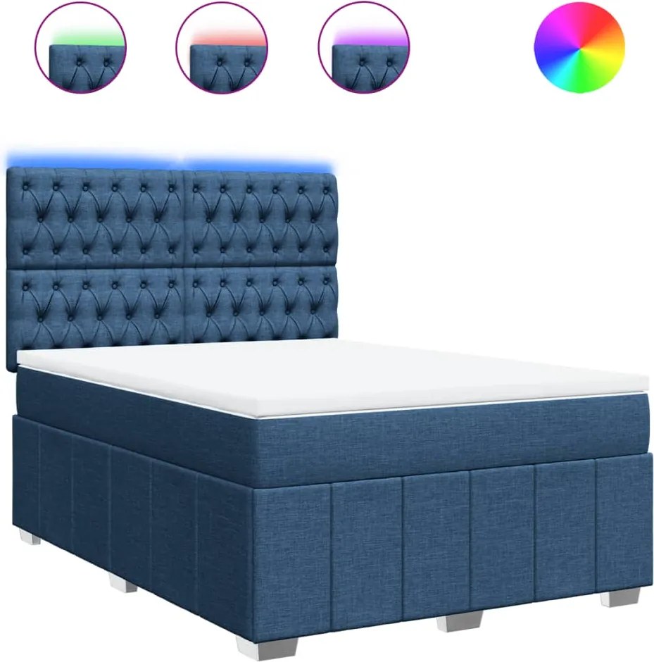Box spring postel s matrací modrá 140x200 cm textil 3294004