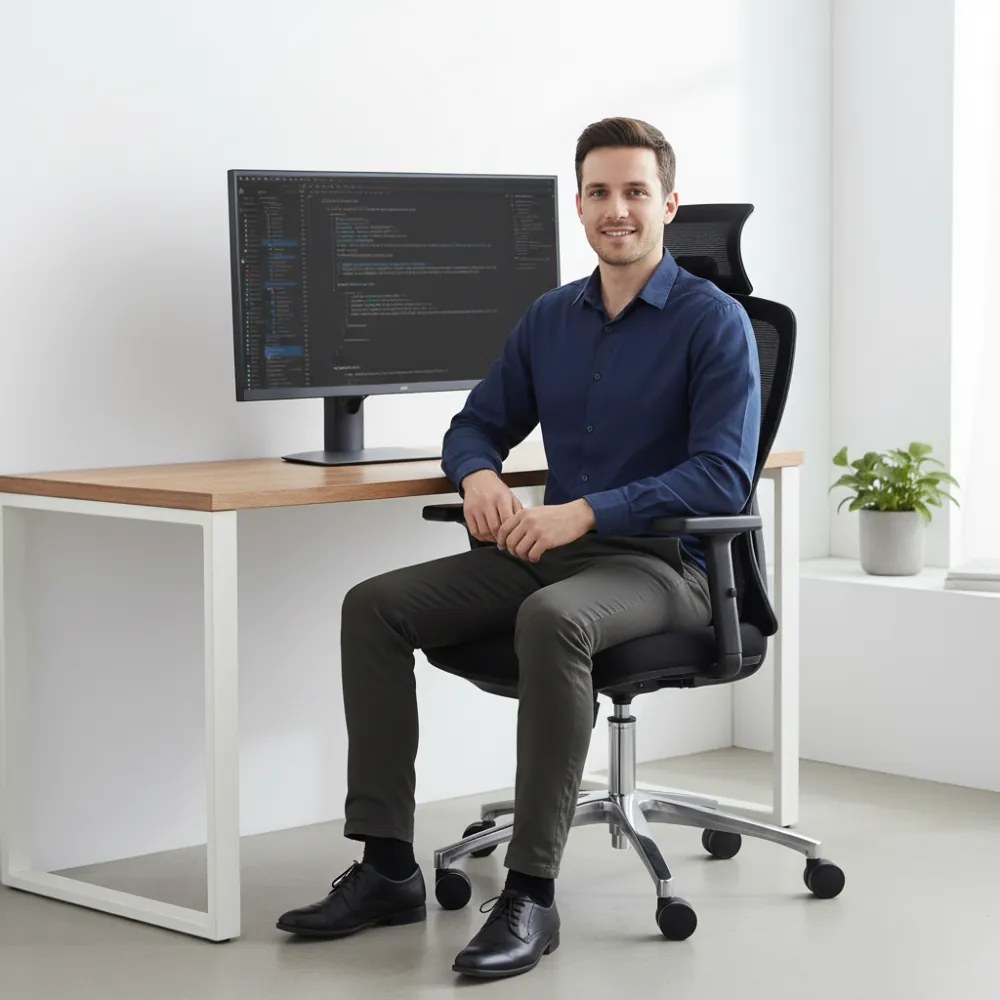 Kancelářská ergonomická židle Neoseat TASCO — síť / látka, černá, nosnost 150 kg