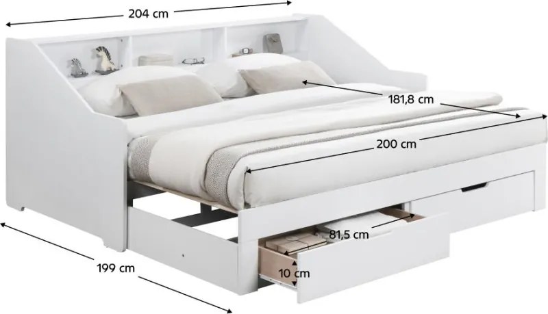 Rozkládací postel, bílá, MONETA Kondela 0000406002