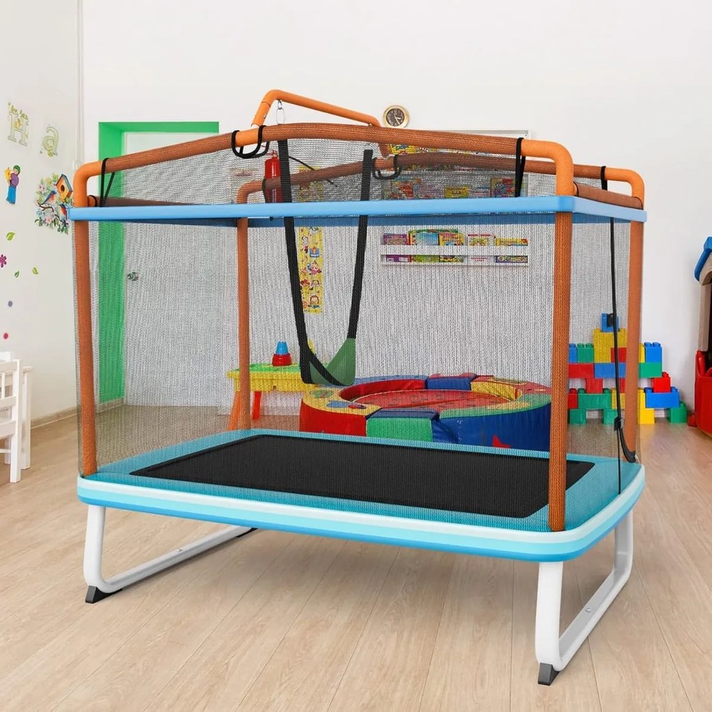 Costway 3-in-1 Dětská trampolína s houpačkou a horizontálním barem