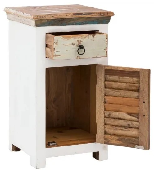 furniture-nabytek.cz - Masivní koupelnová skříňka Perano z recyklovaného dřeva, lakovaná, bílá / barevná