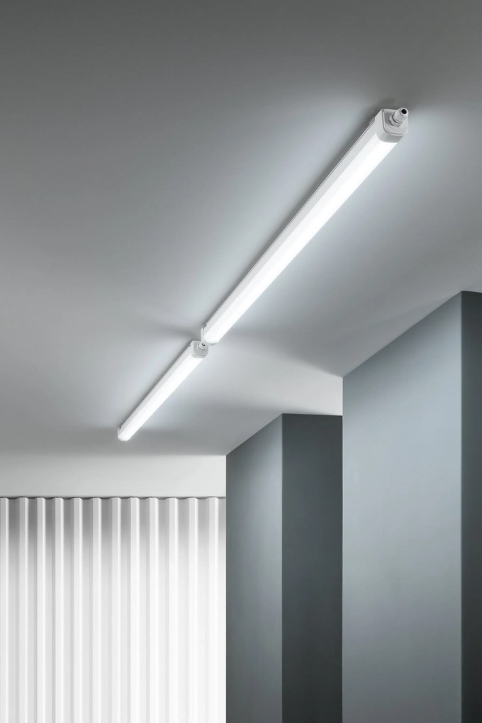 FAN LED-RUBIS-120 Vlhkotěsná stropní LED svítidlo Rubis (bílé, PC) 36 W, 4900 lm, CCT 3000 / 4000 / 6500 K, IP65, 1200 x 58 x 62 mm - FANEUROPE