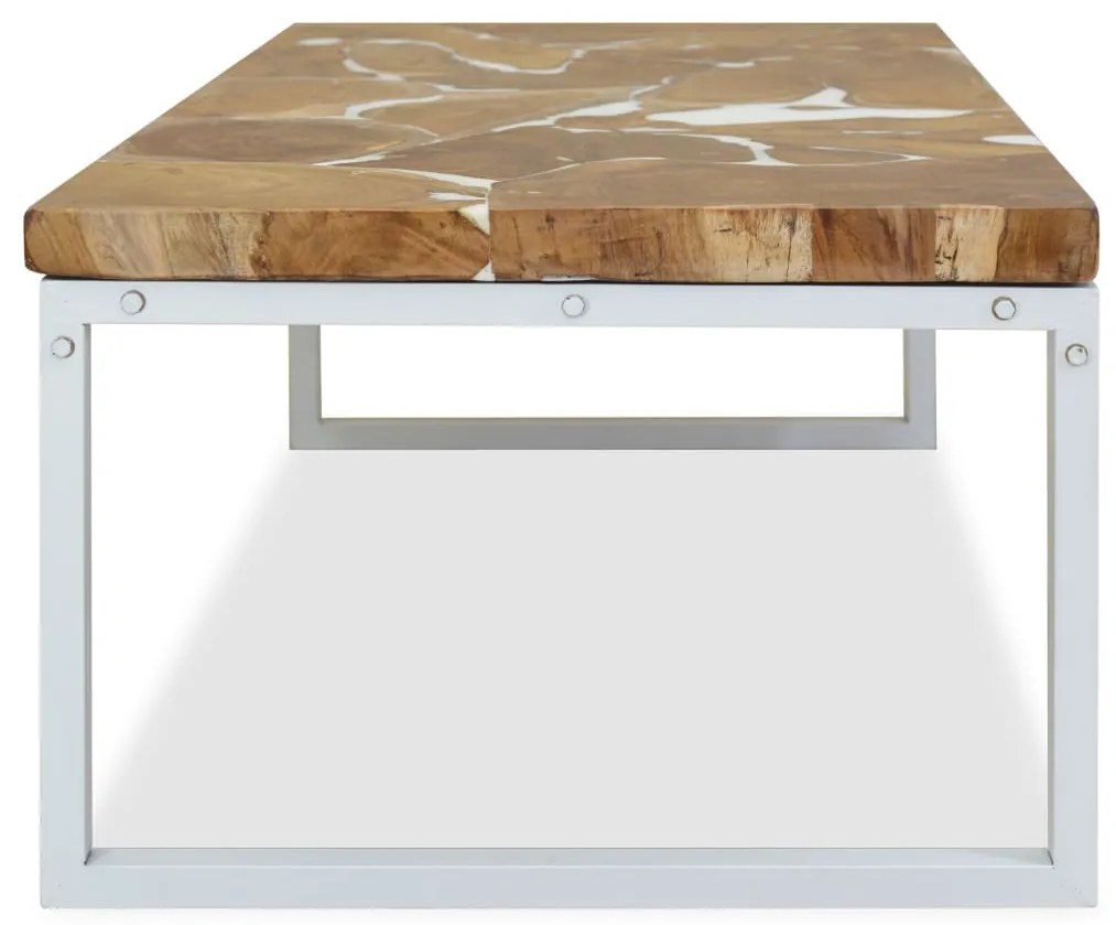 Konferenční stolek teak a pryskyřice 110 x 60 x 40 cm - Default Title