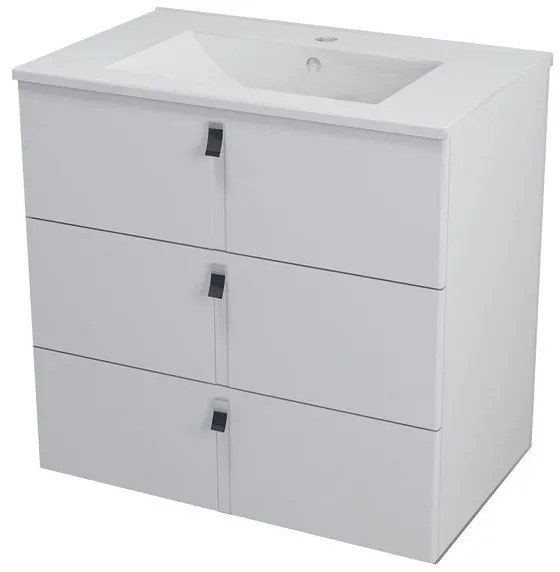 SAPHO - MITRA umyvadlová skříňka, 3 zásuvky, 74,5x70x45,2 cm, bílá MT081