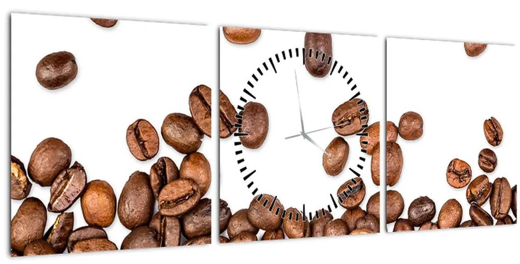 Obraz - Kávová zrna (s hodinami) (90x30 cm)