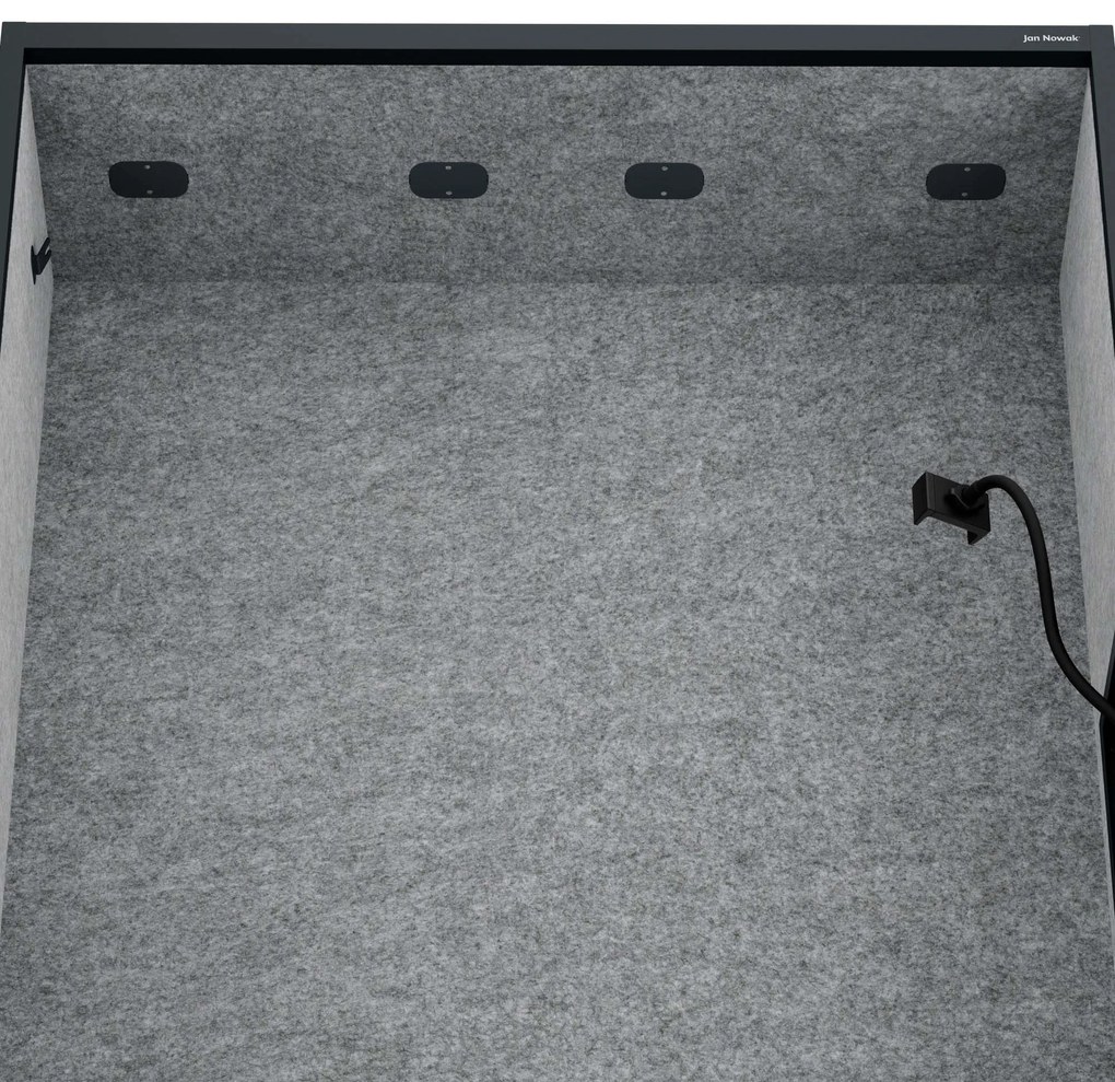 Skříň se sedákem a zónou ticha SALLY MentalBox, antracitová konstrukce, šedý sedák, 1850 x 1150 x 400 mm
