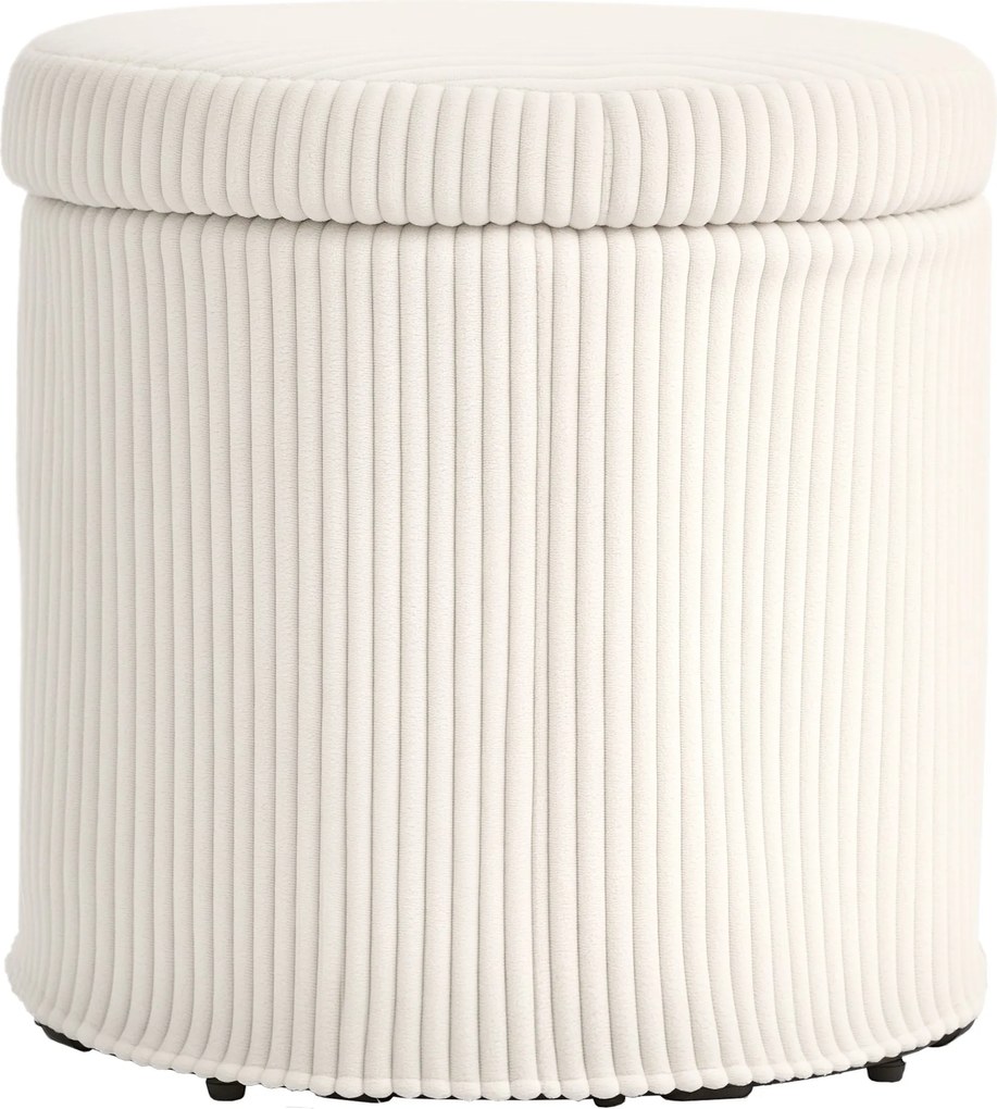 HOMCOM Kulatý úložný ottoman s víkem, čalouněný měkkým sametem, odnímatelné víko pro chodbu, ložnici nebo obývací pokoj Ø40x41 cm Beige | Aosom