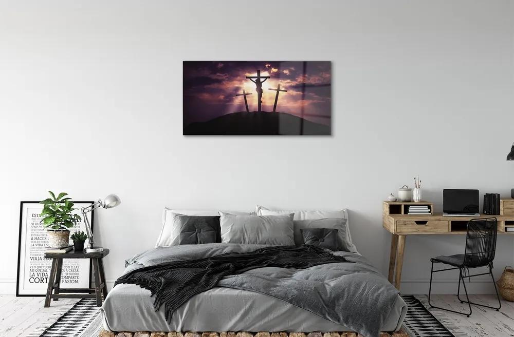 Obraz na skle Jesus cross 125x50 cm