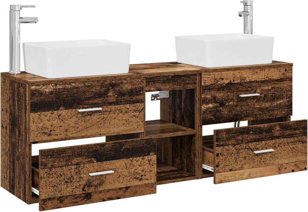 Sada koupelnových skříněk 3 ks Staré dřevo 53 x 34,5 x 63 cm 3405857